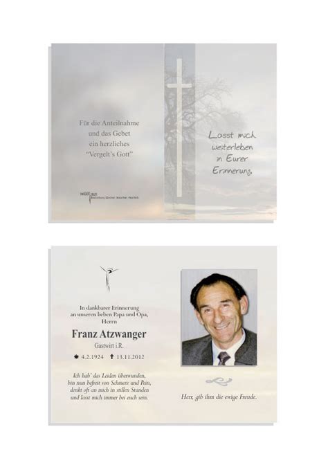Andenkbild Franz Atzwanger Trauer Link