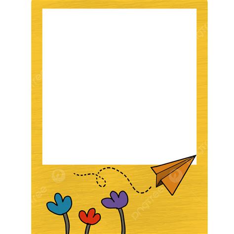 Marco De Fotos Polaroid Con Color Amarillo Y Avión De Papel PNG