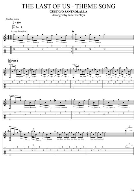 The Last Of Us Theme Song Fingerstyle Guitar TABS
