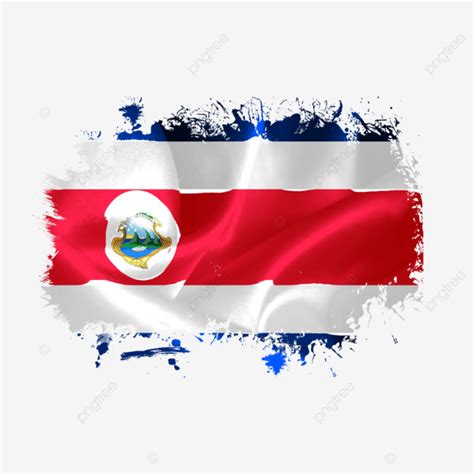 Costa Rica Folded Flag In Watercolor Brush New Costa Rica Flag
