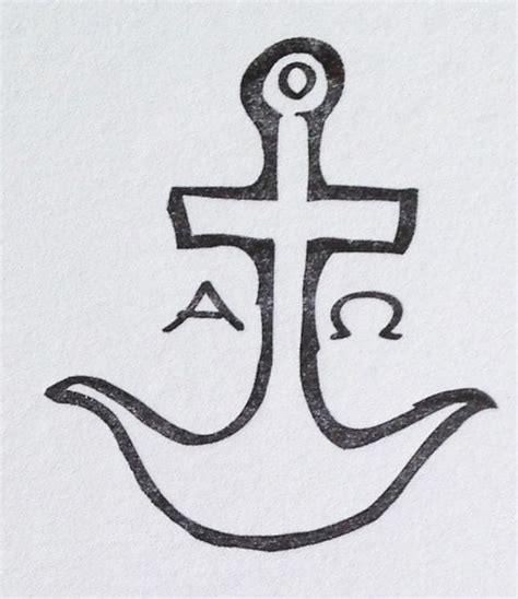 Letterpress Anchor Alpha Omega Early Christian Symbol