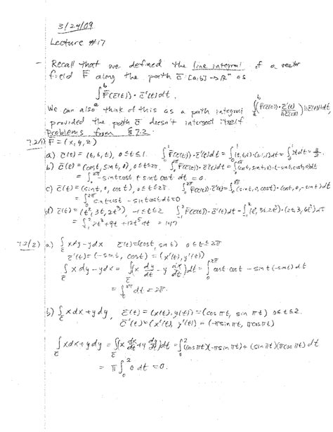 line integral of vector field along path calculus iv math 2242 docsity