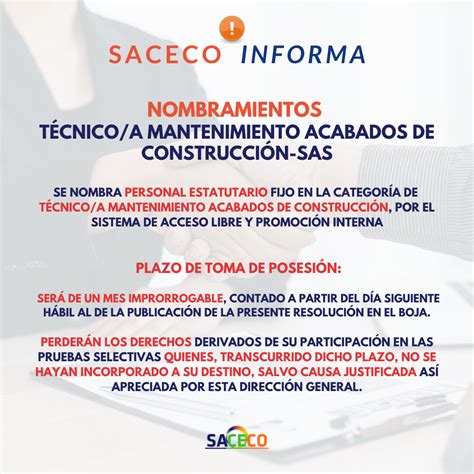 NOMBRAMIENTOS OEP TECNICO A DE MANTENIMIENTO ACABADOS DE CONSTRUCCIÓN