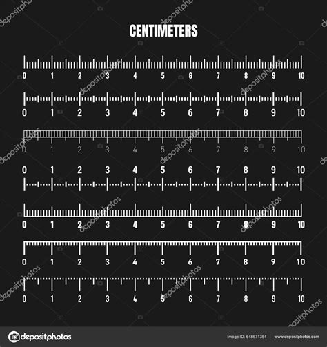 Realistic White Centimeter Scale Measuring Length Height Various