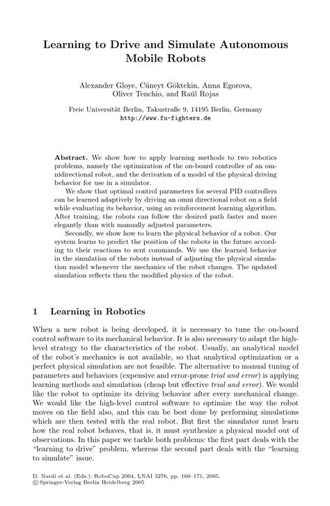 pdf learning to drive and simulate autonomous mobile robots