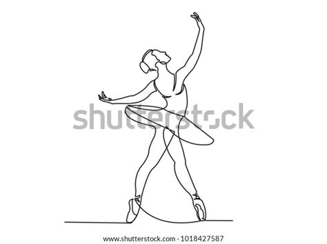 Continuous Line Drawing Woman Ballet Dancer Stock Vector Royalty Free