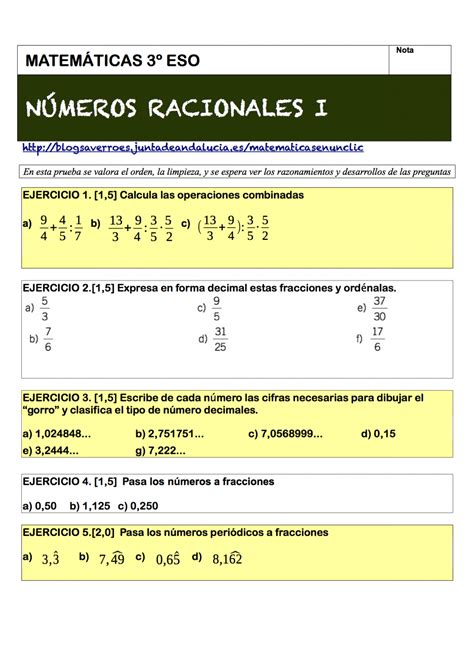 Ejercicios De Numeros Racionales Para Segundo De Secundaria 56 OFF