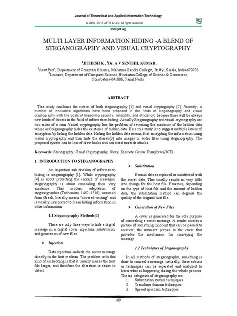 multi layer information hiding a blend of steganography and visual cryptography pdf