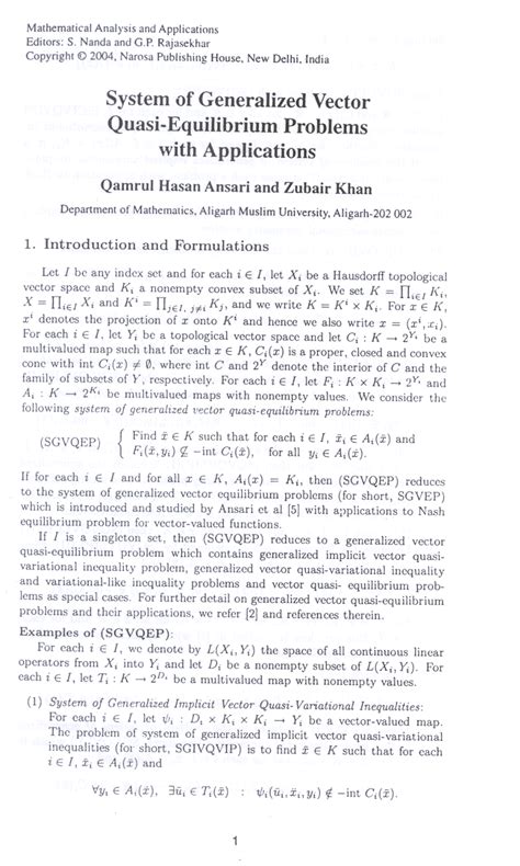 pdf system of generalized vector quasi equilibrium problems with applications