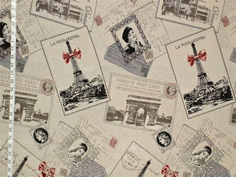 Retro Fabric Eiffel Tower Paris France French Postcard Vintage Hats