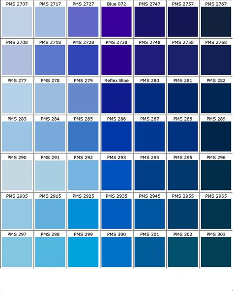 Pms Pantone Color Chart Pantone Blue Pantone