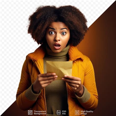 Premium PSD A Woman Is Holding A Piece Of Paper With The Words She