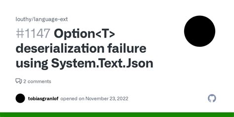 Option Deserialization Failure Using System Text Json Issue 1147