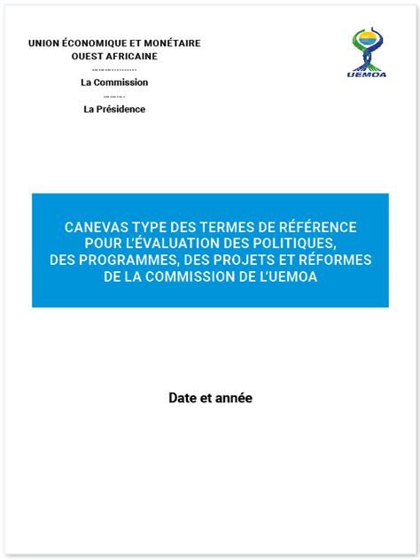 Annexe Canevas Type Des Termes De R F Rence Pour L Valuation Des