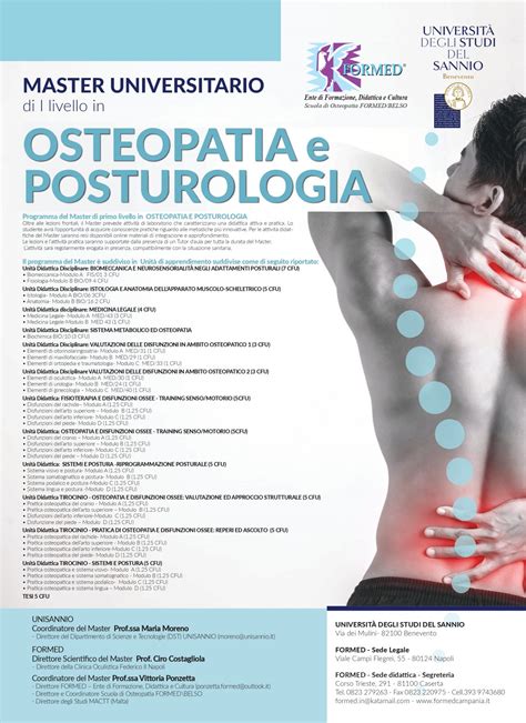 Master Universitario Di I Livello In Osteopatia E Posturologia Presso