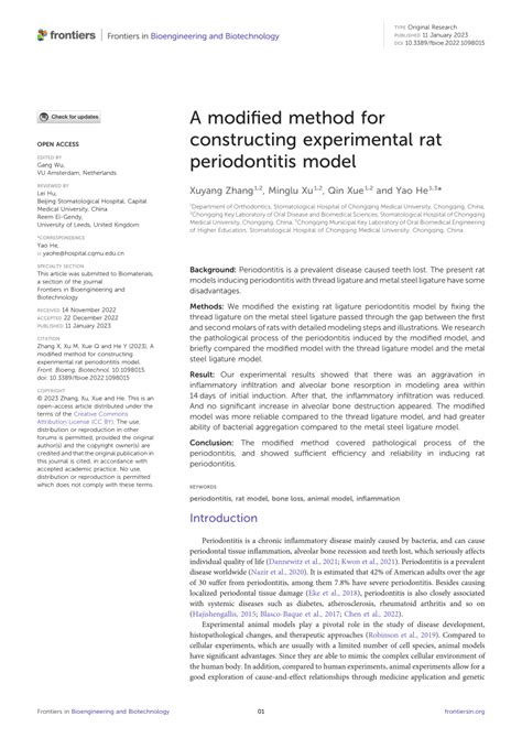 pdf a modified method for constructing experimental rat periodontitis model