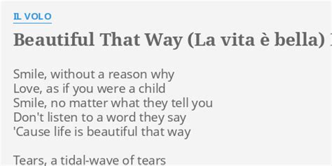 Beautiful That Way La Vita Bella Lyrics By Il Volo Smile