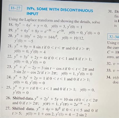 ivps some with discontinuous input using the laplace