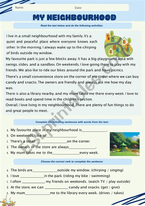 My Neighbourhood ESL Worksheet By Demeter2023