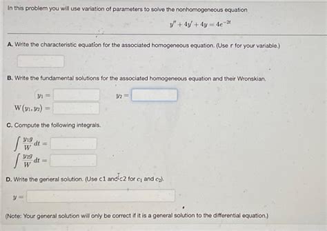 solved in this problem you will use variation of parameters