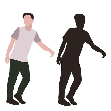 Fondo Blanco Silueta Negra De Un Chico Bailando Vector Premium