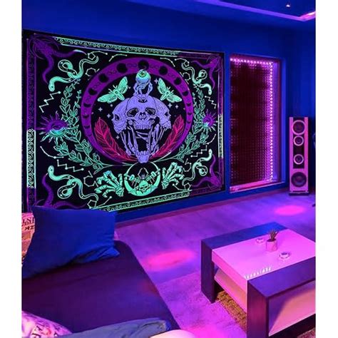 Snapklik Vaoruteng Skull Blacklight Tapestry Uv Reactive