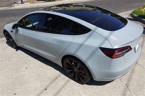 Tesla Model 3 Satin Battleship Grey Vinyl Wrap 3M 2080 S51