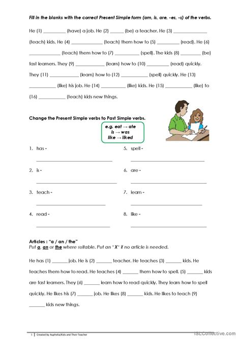 Kids and Their teacher Deutsch DAF Arbeitsblätter pdf doc
