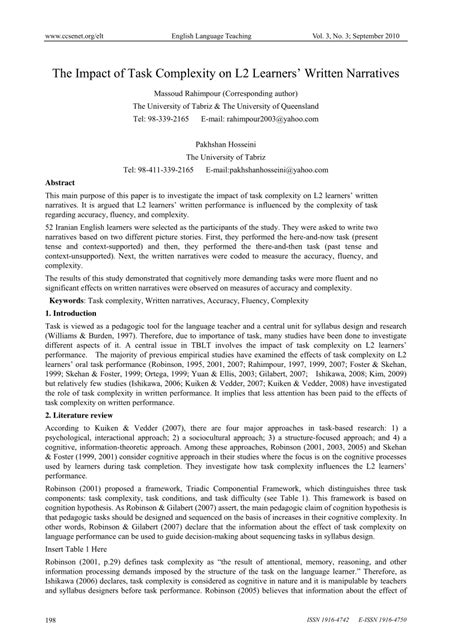 pdf the impact of task complexity on l2 learners written narratives