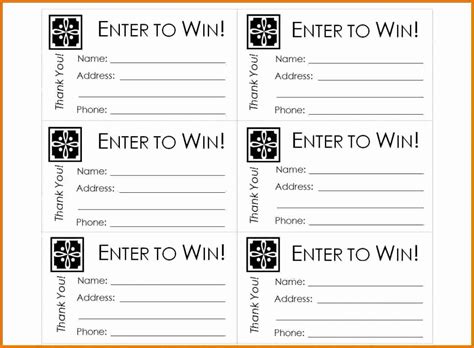 Printable Door Prize Drawing Slips Ufreeonline Template