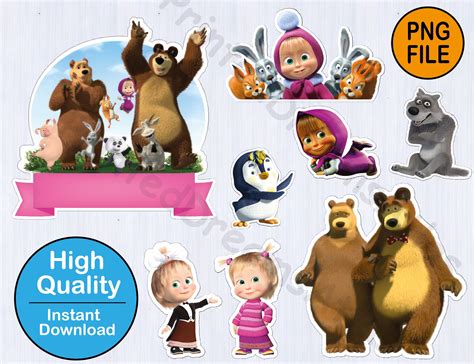 Masha y el Oso Descarga Instantánea Imágenes Prediseñadas Digitales