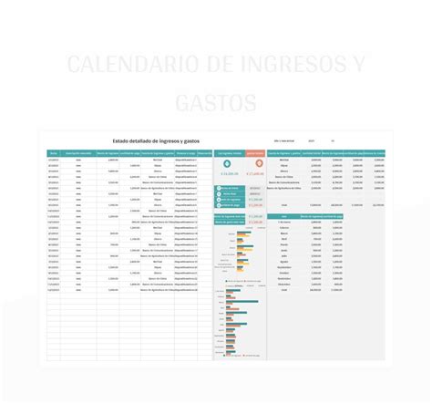 Plantilla de Excel Calendario De Ingresos Y Gastos y Hoja de Cálculo de
