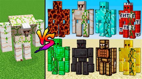 Mutant Iron Golem Vs All Extra Golems In Minecraft Golem Mobs All