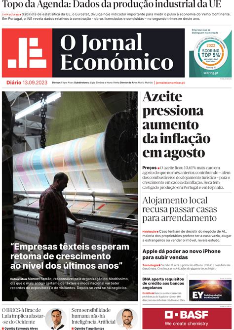 O Jornal Económico 13 set 2023 Jornais e Revistas SAPO pt
