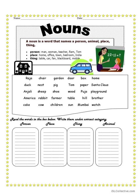Noun Worksheet Worksheets Worksheets Library