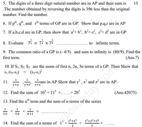 cbse class 11 mathematics sequences and series assignment set c