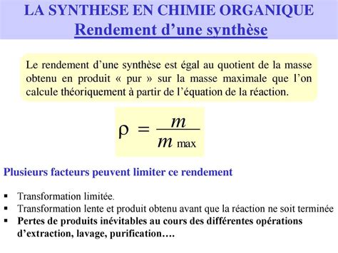 Rendement D Une Synth Se Organique