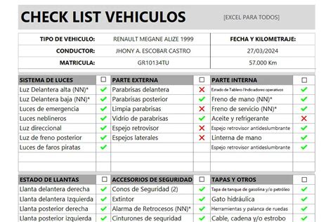 Check List Para Vehiculos En Excel Image To U