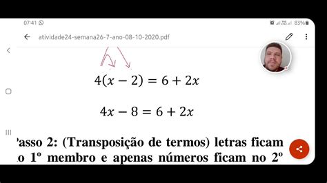 Equação do 1º grau uma incógnita parte 1 YouTube