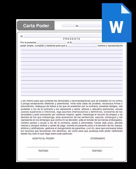 Descarga De Carta Poder En Word Y En Pdf Creador De Carta Poder