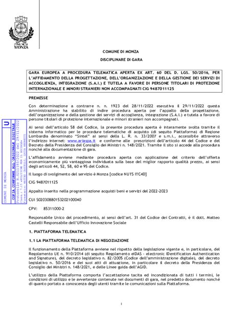 Compilabile Online SCHEMA DISCIPLINARE DI GARA SERVIZI GARA A PROCEDURA