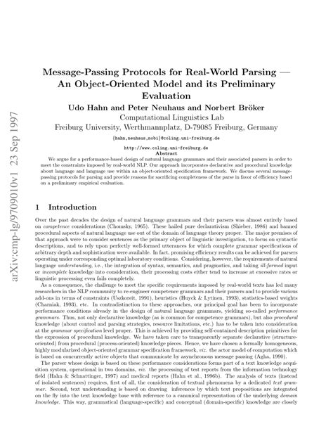 pdf message passing protocols for real world parsing an object oriented model and its