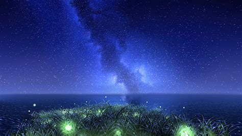 Night Starry Sky Stars Ocean 4K 4020f Wallpaper PC Desktop