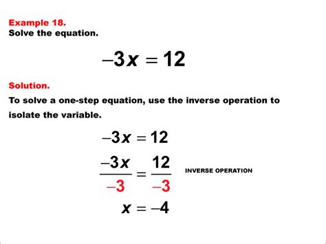 Math Example Solving One Step Equations Example Media Math