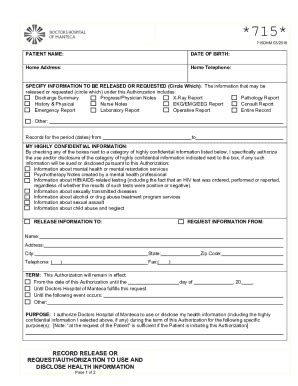 Fillable Online RECORD RELEASE REQUEST AUTHORIZATION TO USE AND