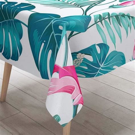 Nappe Rectangulaire Anti Tache 3D Tropical Plantes Imprimé Nappe De
