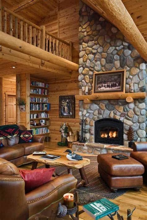 Rustic Country Cabins With A Stone Fireplace For A Romantic Get Away