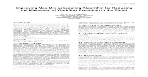 improving max min scheduling algorithm for reducing the …€¦ · improved max min algorithm based