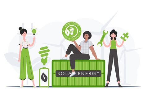 Eco team das konzept von ökologie und grüner energie modischer