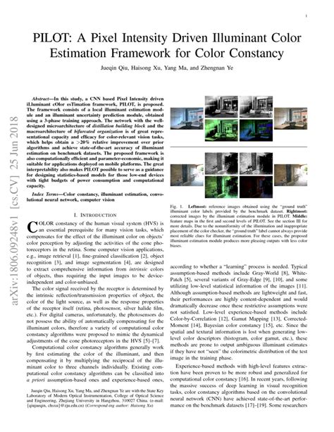 pilot a pixel intensity driven illuminant color estimation framework for color constancy deepai